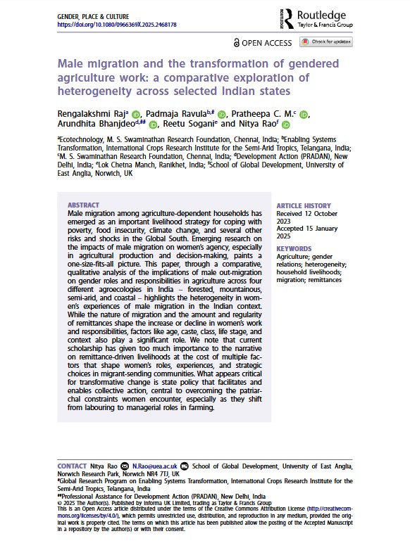 Male migration and the transformation of gendered agriculture work: a ...